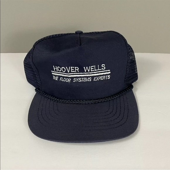 Accessories | Vintage Hoover Wells Trucker Hat Navy Blue Mesh Snapback ...